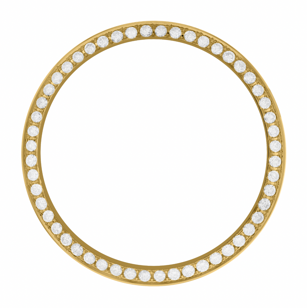 36mm Pave Four Prong 1.30ct Custom Diamond Bezel 18K Yellow Gold ...