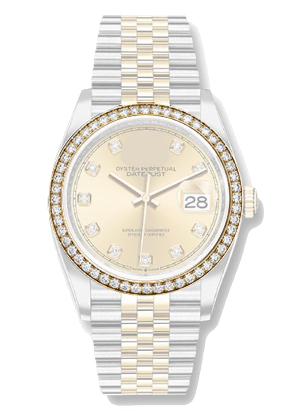 36mm Pave Four Prong 1.30ct Custom Diamond Bezel 18K Yellow Gold ...