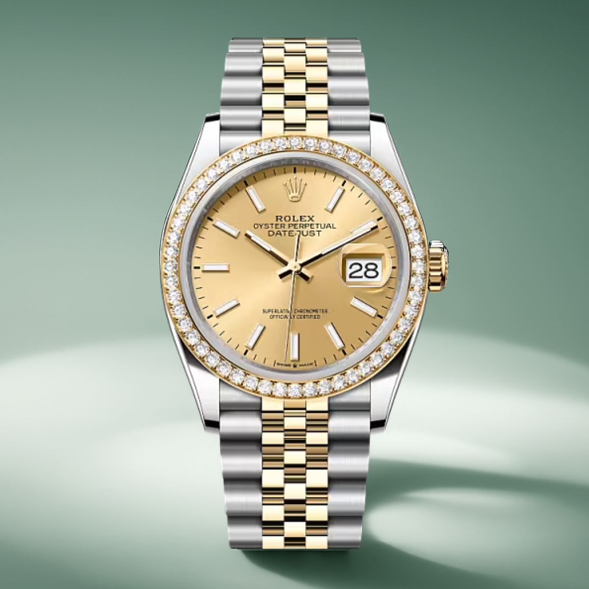 36mm Pave Four Prong 1.30ct Custom Diamond Bezel 18K Yellow Gold ...