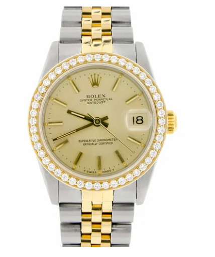 31mm Pave Four Prong 1.00ct Custom Diamond Bezel 18K Yellow Gold ...